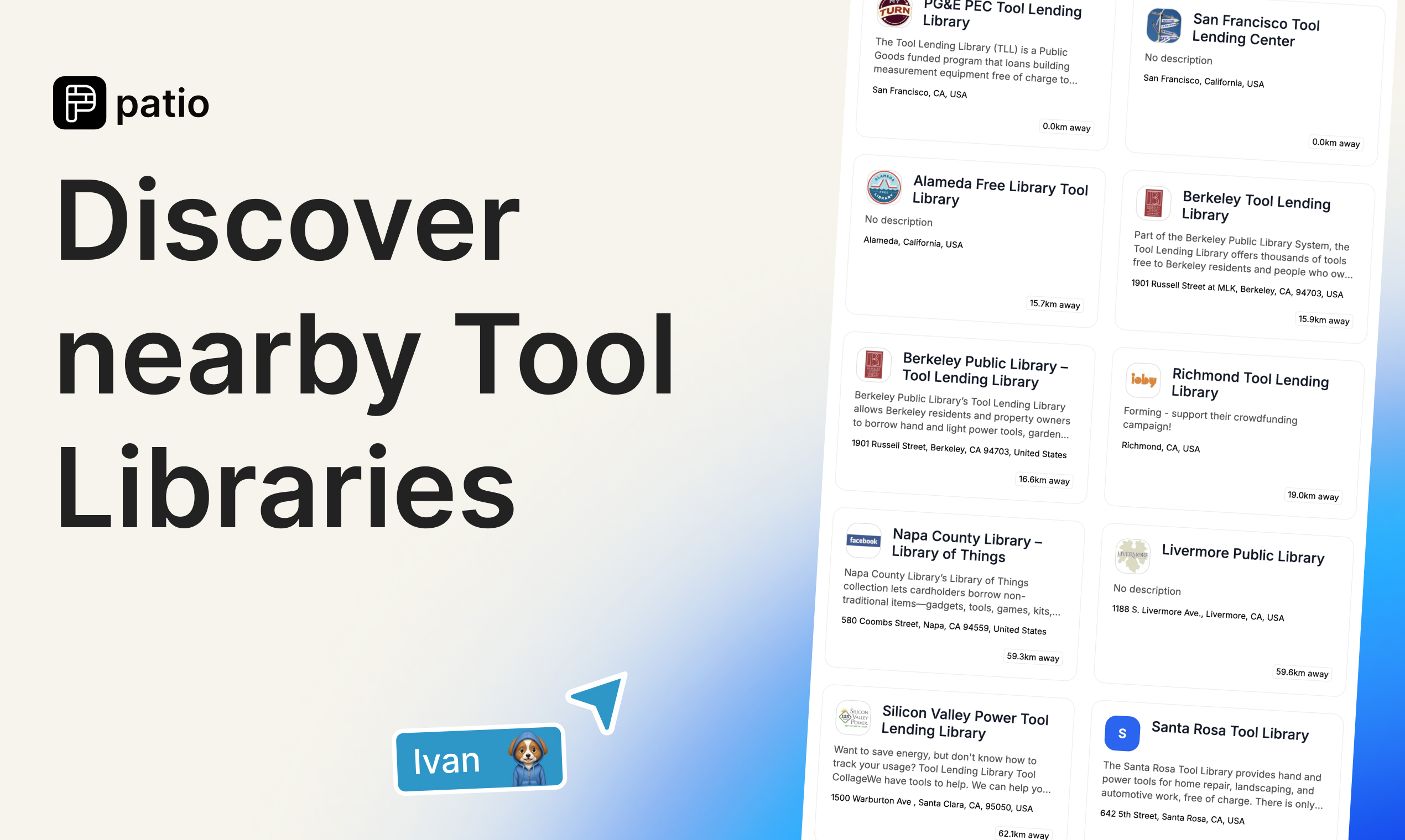 Tool Library Finder | Discover Local Tool Libraries on Patio